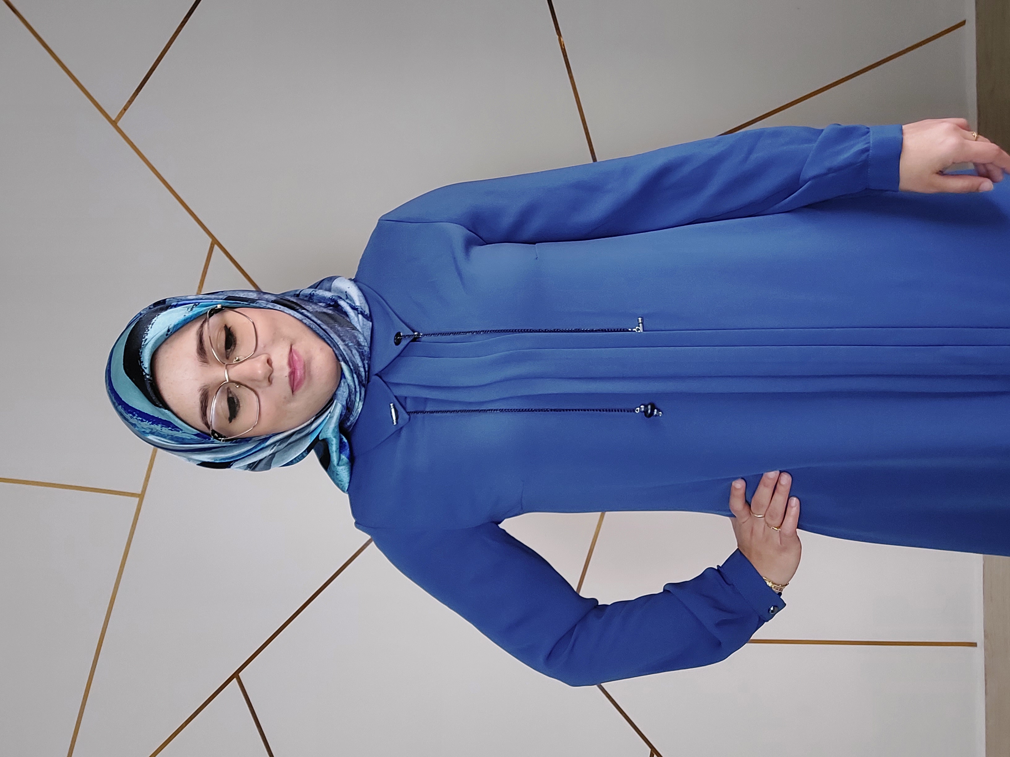 Lina-Style Tunique crêpe bleu de Turquie