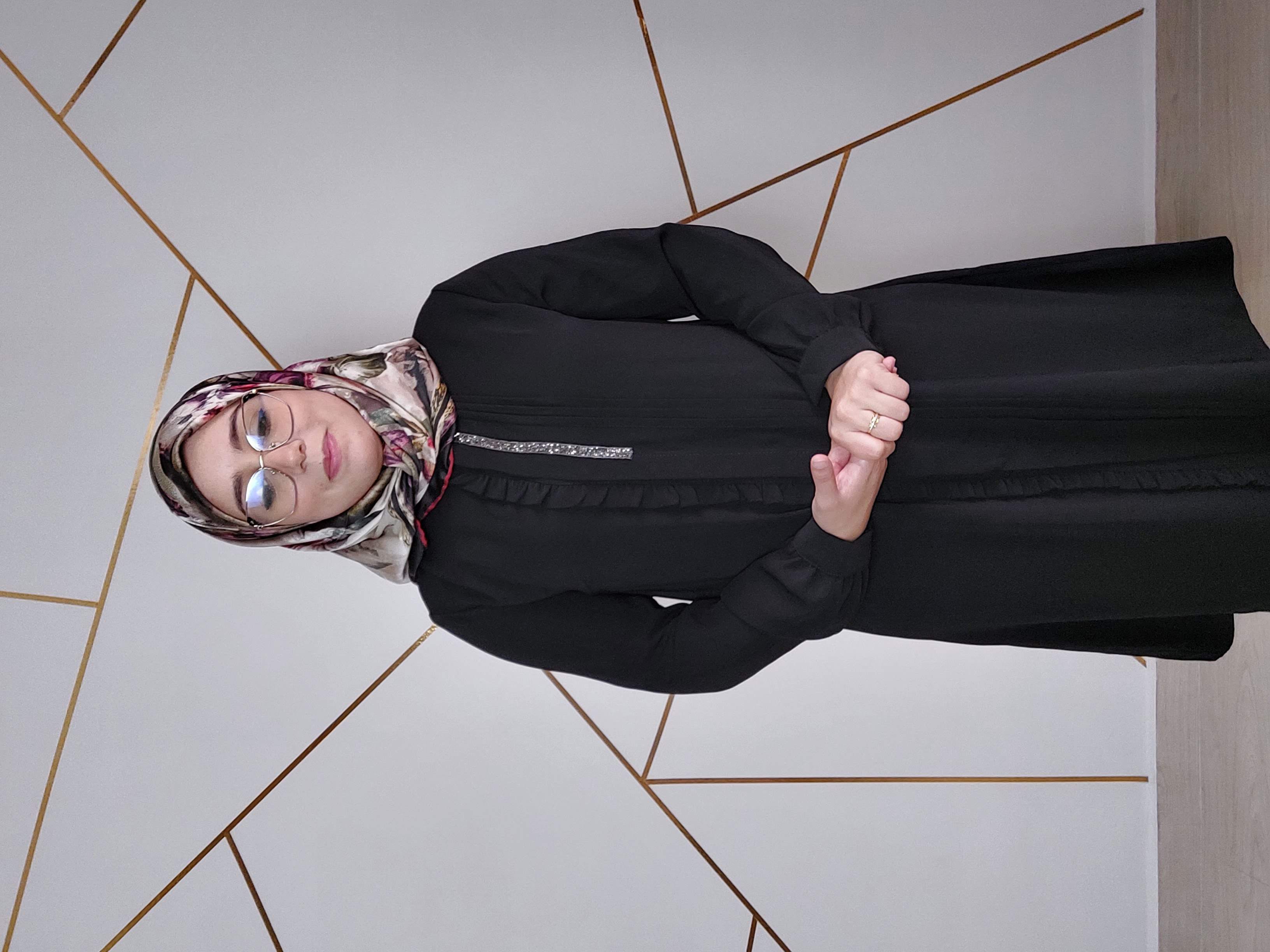 Lina-Style Tunique crêpe noir de Turquie